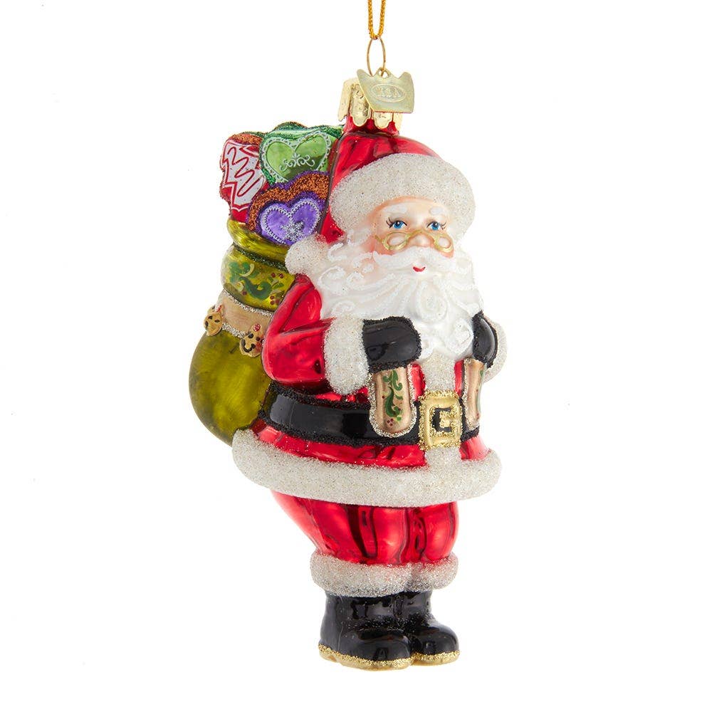 Noble Gems™ Glass Santa W/ Bag Of Cookies Orn – Koertens